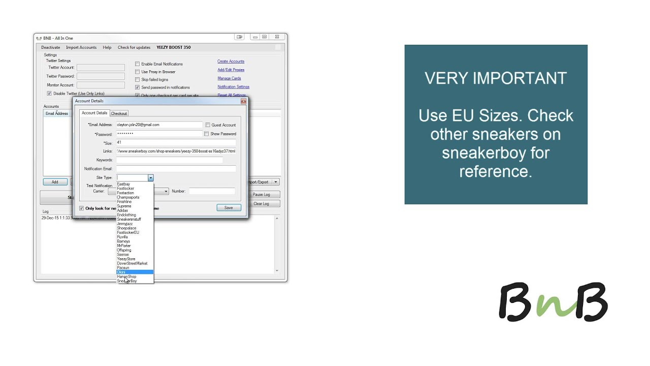 SneakerBoy Bot - Yeezy 350 Setup Demo - YouTube