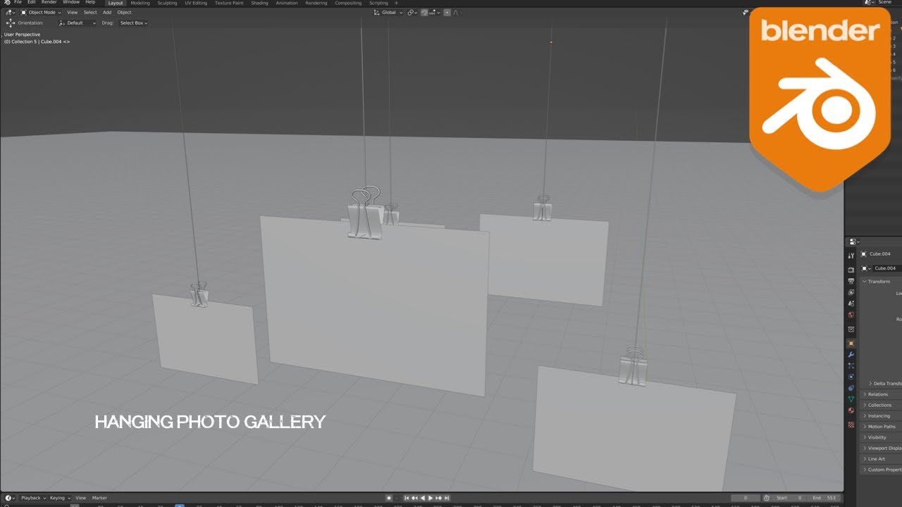AE 「blender 3」 Photo frames hanging on binder clips in blender Eevee ...