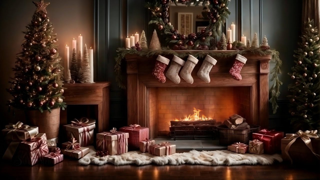 Cozy Christmas Fireplace Ambience 🔥 Wood Crackling Fireplace for ...