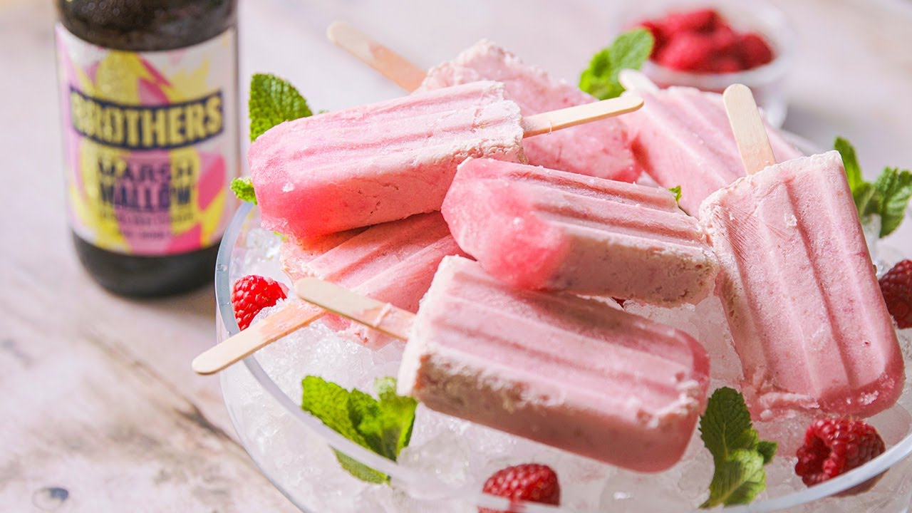 Marshmallow Cider & Raspberry Ice Lollies - YouTube