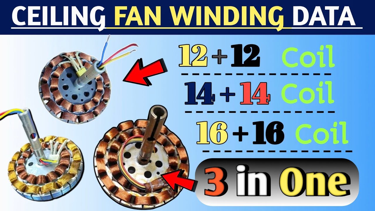 Ceiling Fan Winding Data Calculation | 12+12 Coil Winding | 14+14 Coil ...
