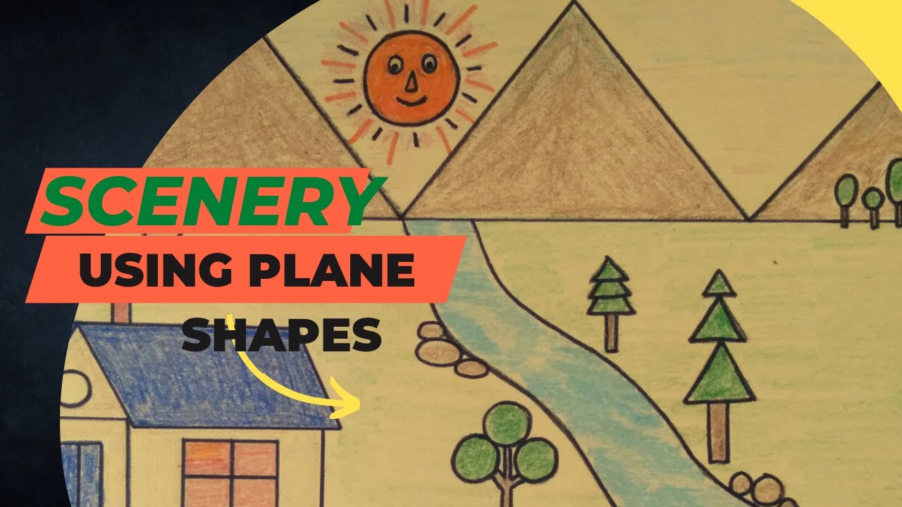 Scenery using plane shapes for KG kids/basic shapes - YouTube