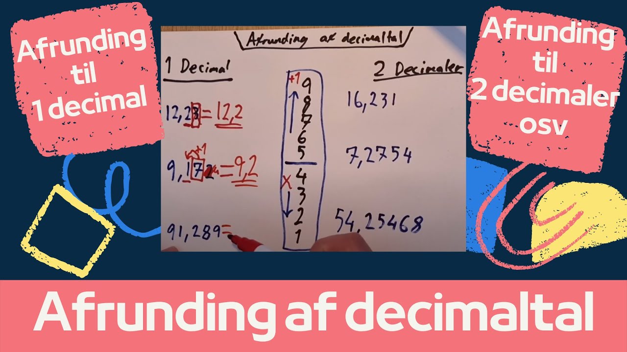 Afrunding af decimaltal - Afrunding til 1 decimal - Afrunding til 2 ...