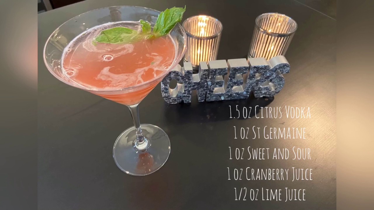 Saint Germain Basil Cosmo - Twist on a traditional Cosmopolitan! - YouTube