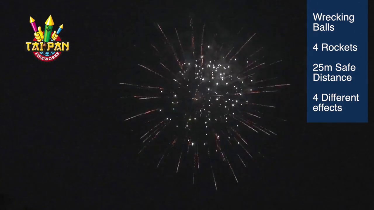 Firework Crazy - Wrecking Balls 3" shell rockets by Tai Pan Fireworks ...