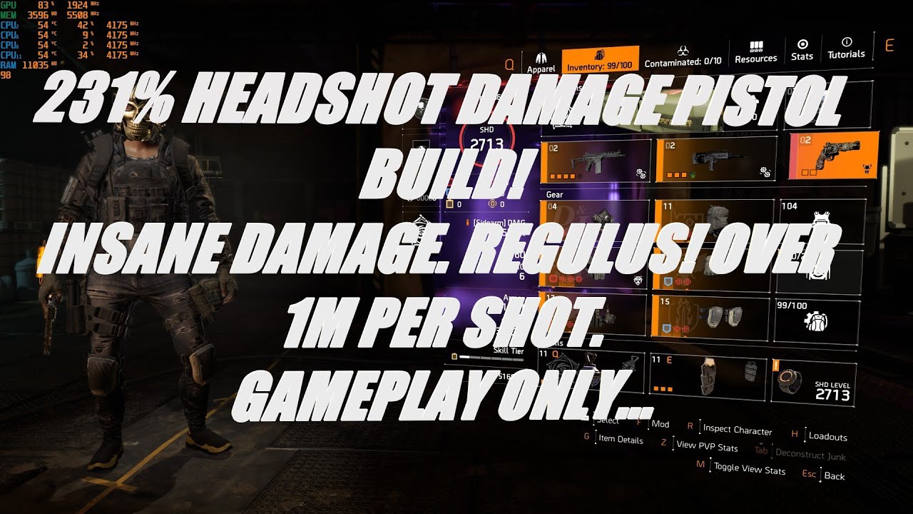 Tom Clancy's The Division 2. PvP, Regulus 231% Headshot Damage Build ...