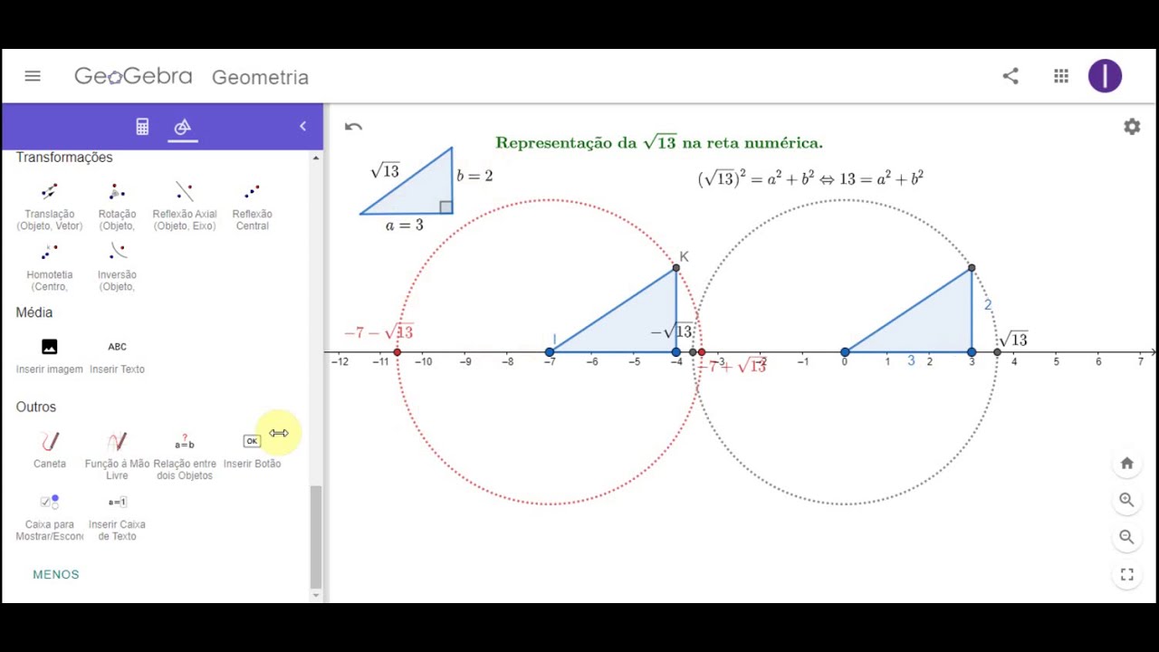 Representar raiz quadrada de 13 na reta numérica - YouTube