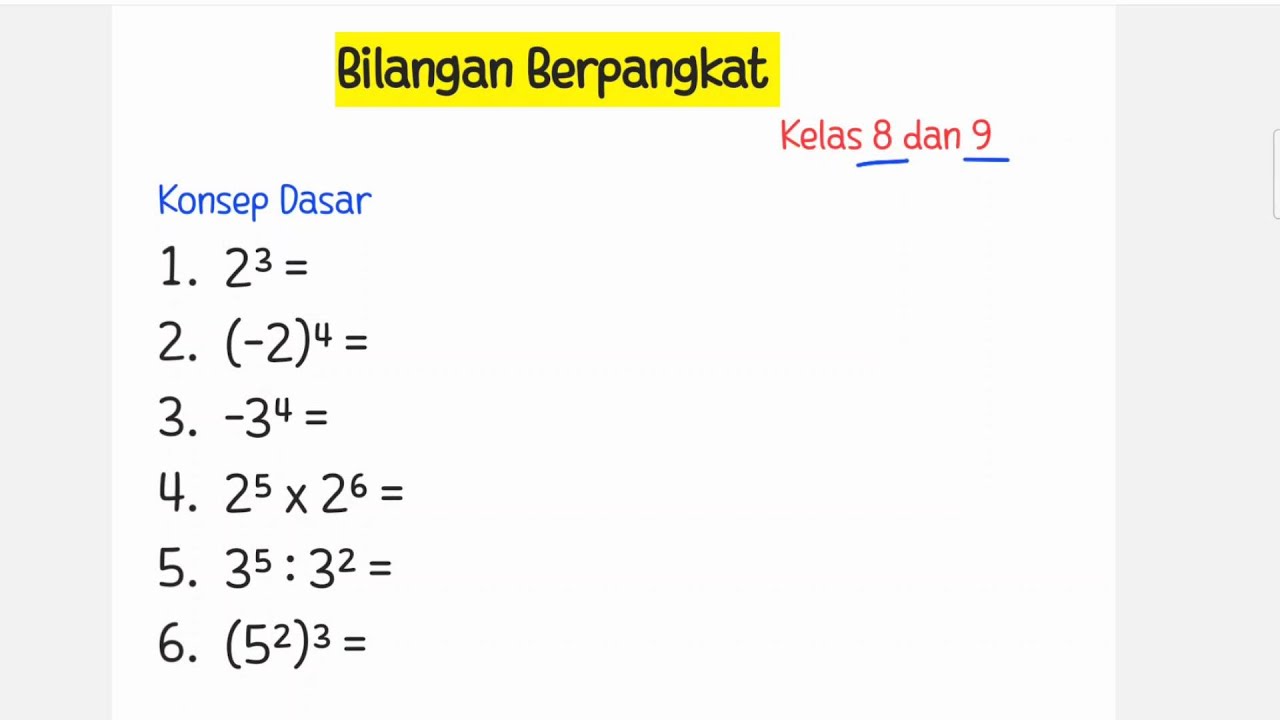 Contoh Soal Bilangan Berpangkat Kurikulum Merdeka YouTube