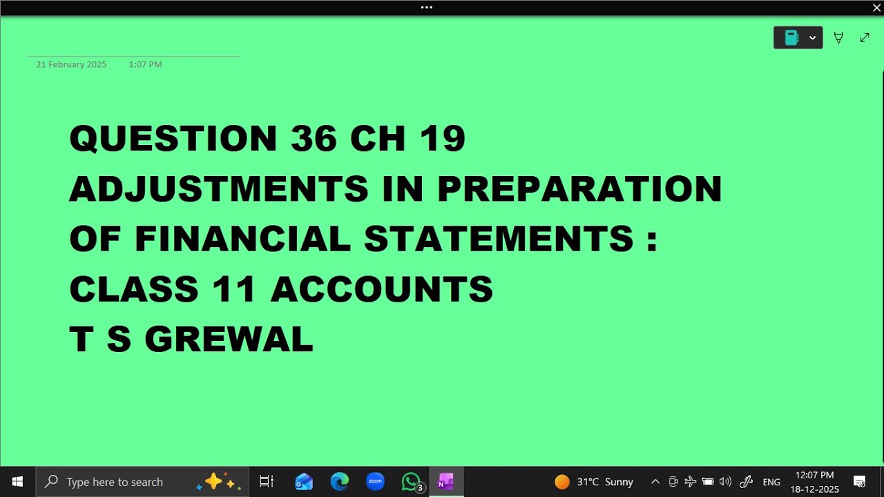 Ques 36 Adjustments in preparation of financial Statements Ch 19 ...