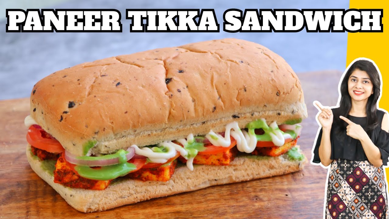 No Oven Paneer Tikka Sandwich Recipe | Cafe Style Paneer Tikka Sandwich ...
