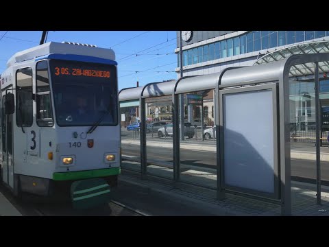 Poland, Szczecin, tram 3 ride from Szczecin Główny to Brama Portowa