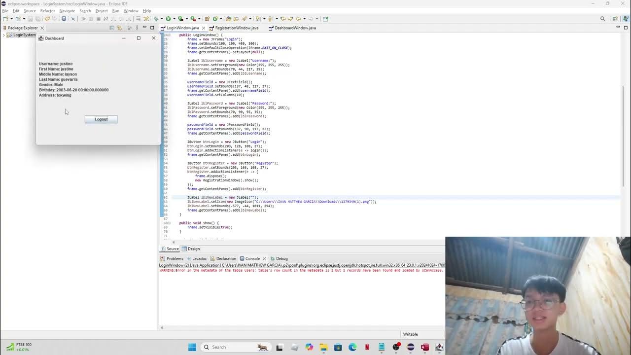 LOGIN SYSTEM USING JAVA ECLIPSE WITH MICROSOFT ACCESS - YouTube