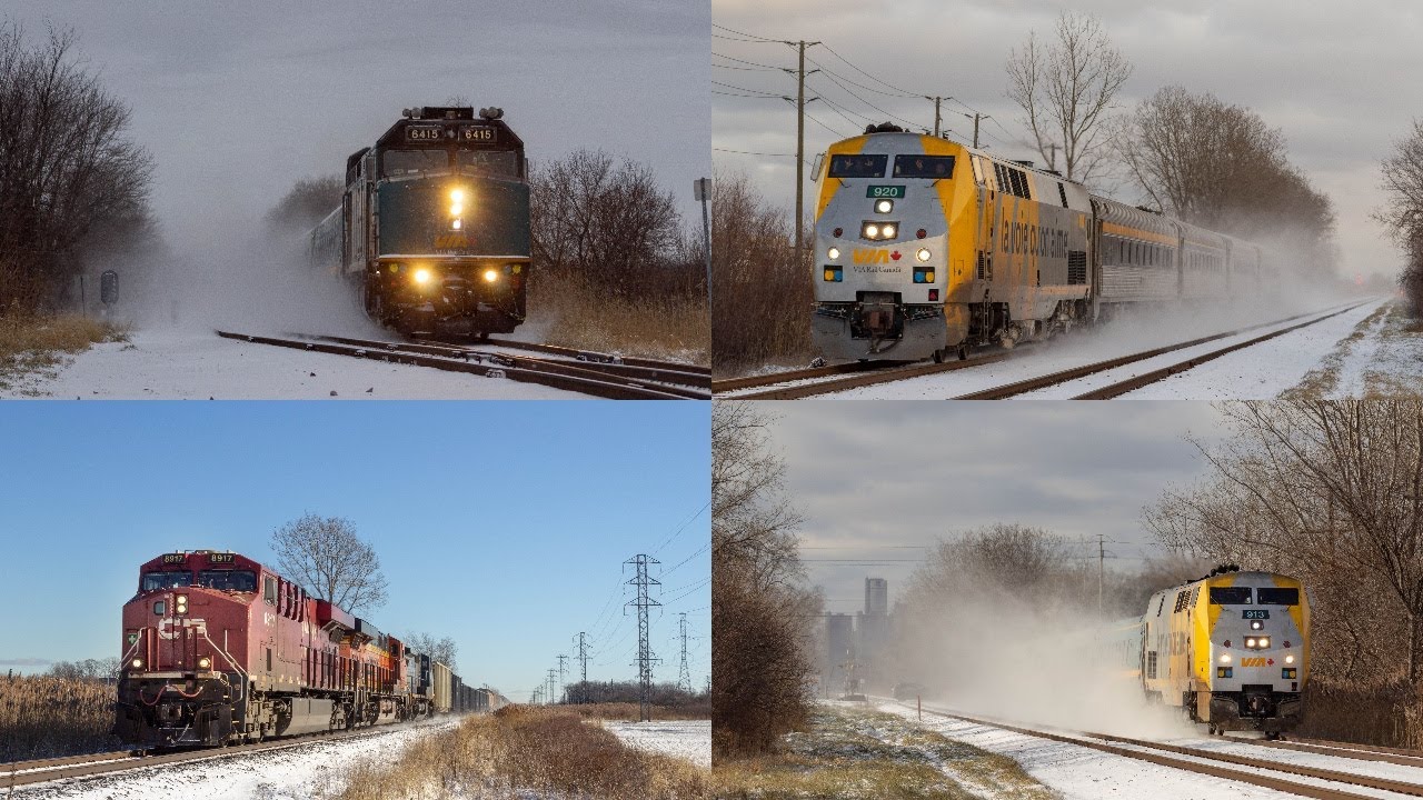 TRAINS ROLLING THROUGH THE SNOW! AND CSX DASH 8 IN YN2 PAINT! - YouTube