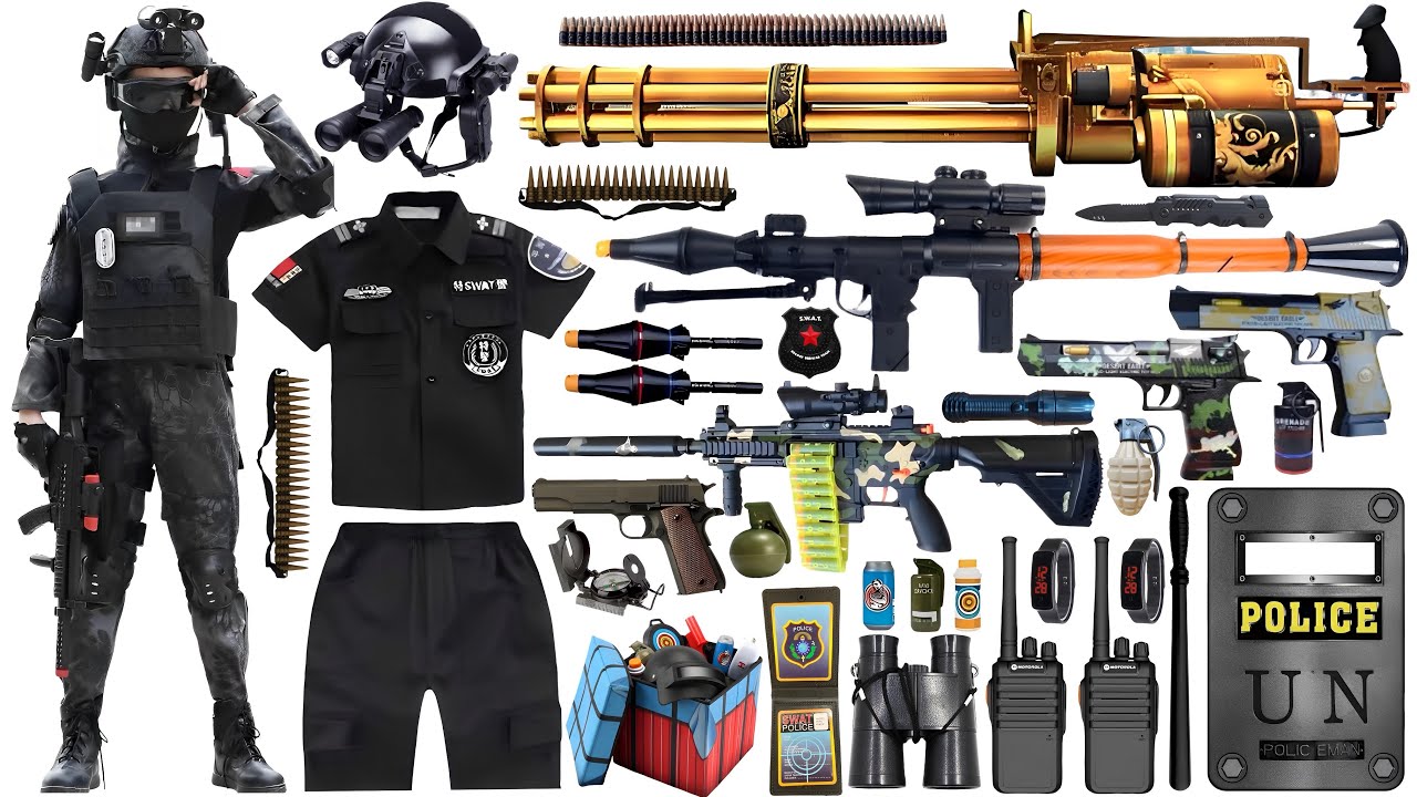 Special Forces Military Toy Police Gun Set Open Box, Gatling Machine ...