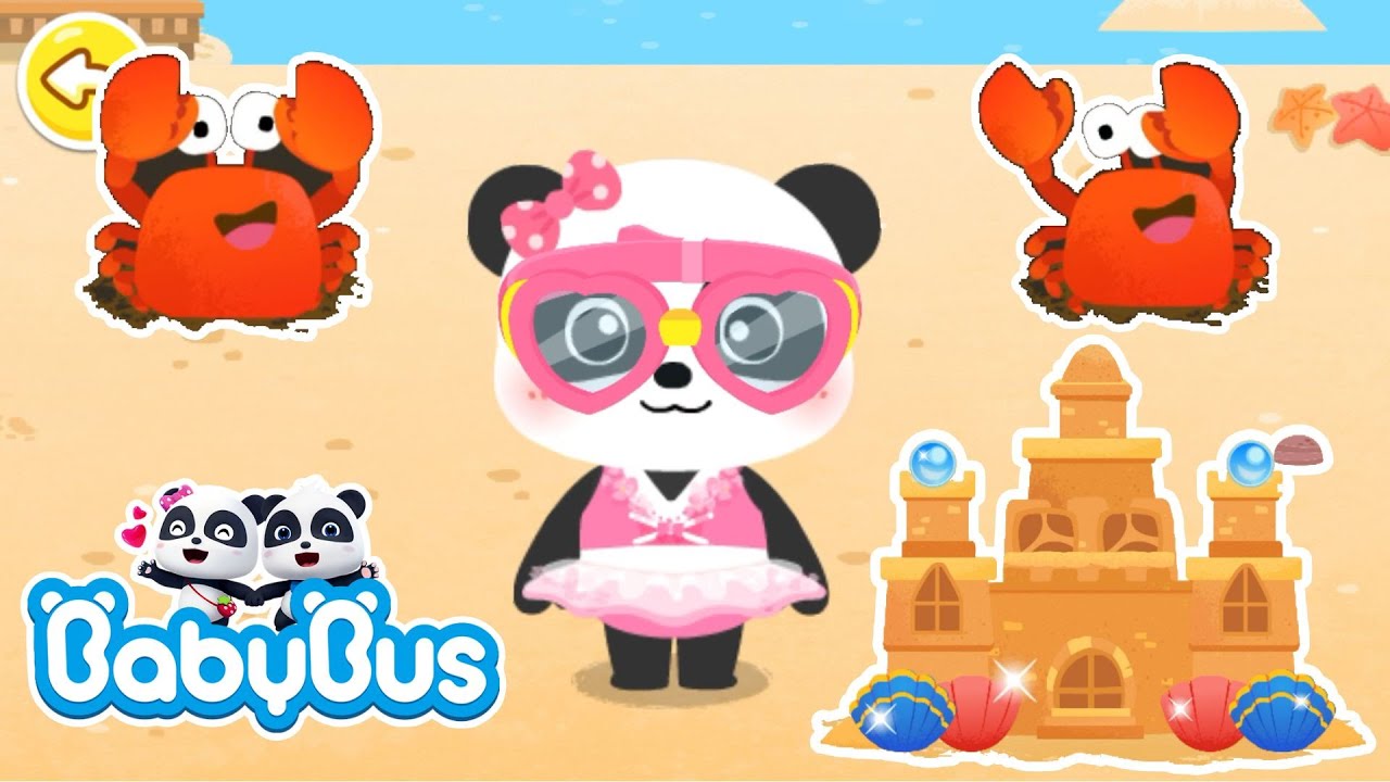 Baby Panda takes a break to build a beautiful sand castle, enjoy a ...