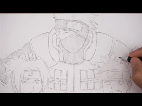 Drawing Team 7 From Naruto in Realtime (Sketching) - YouTube