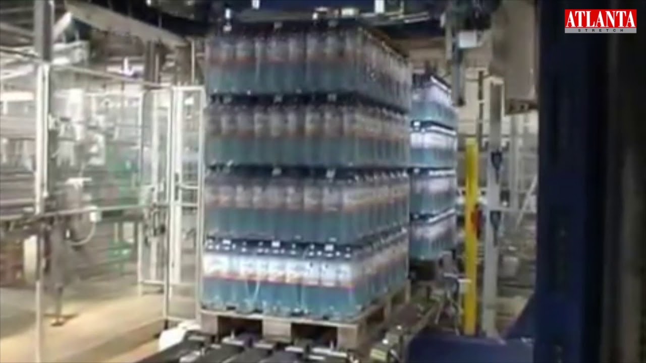 Atlanta Stretch Iberica | Omega - Embalado de botellas en palet - YouTube