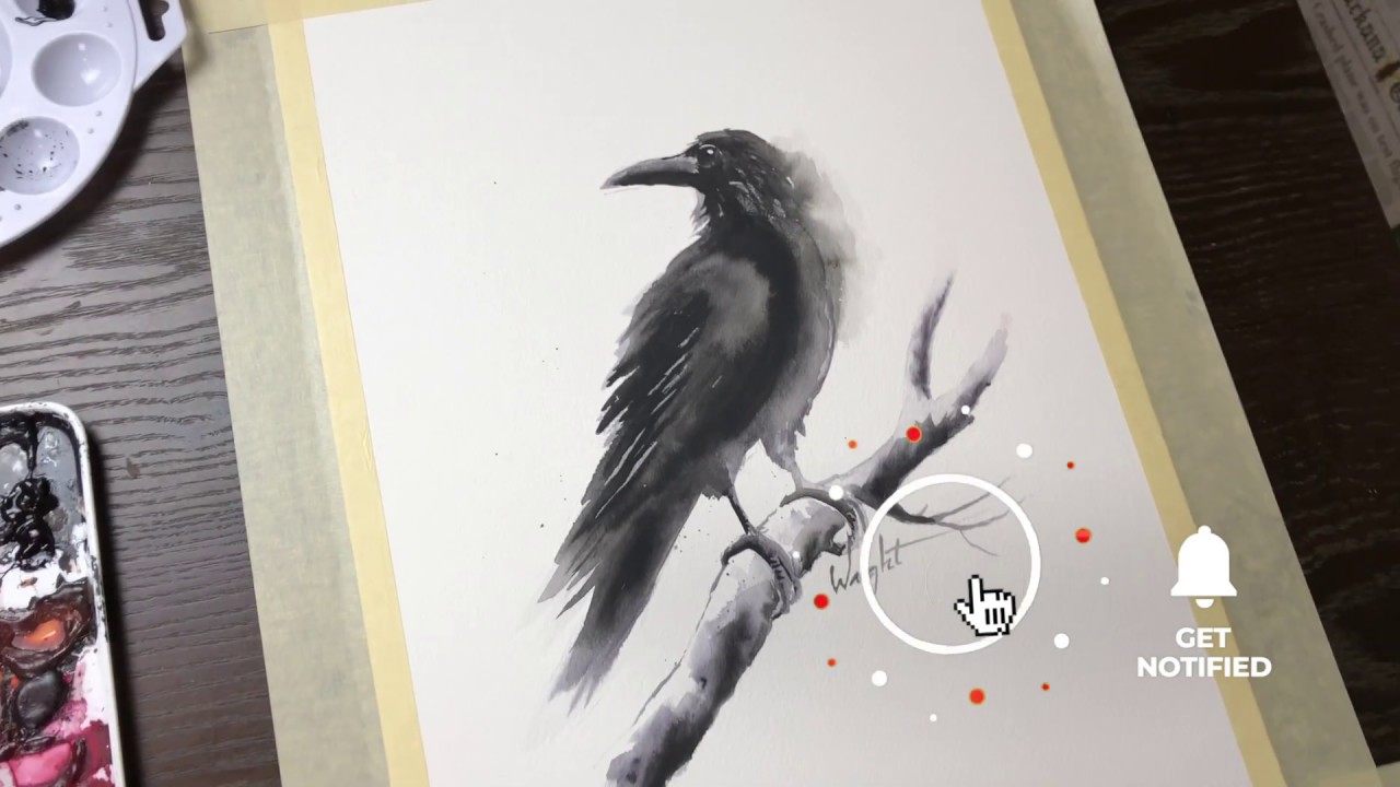 watercolor crow - YouTube