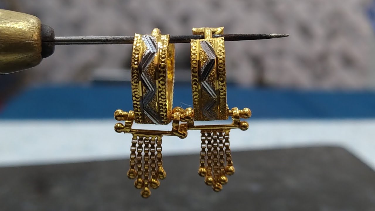 simple 22k gold v shape bali earrings tops design with weight v आकार ...