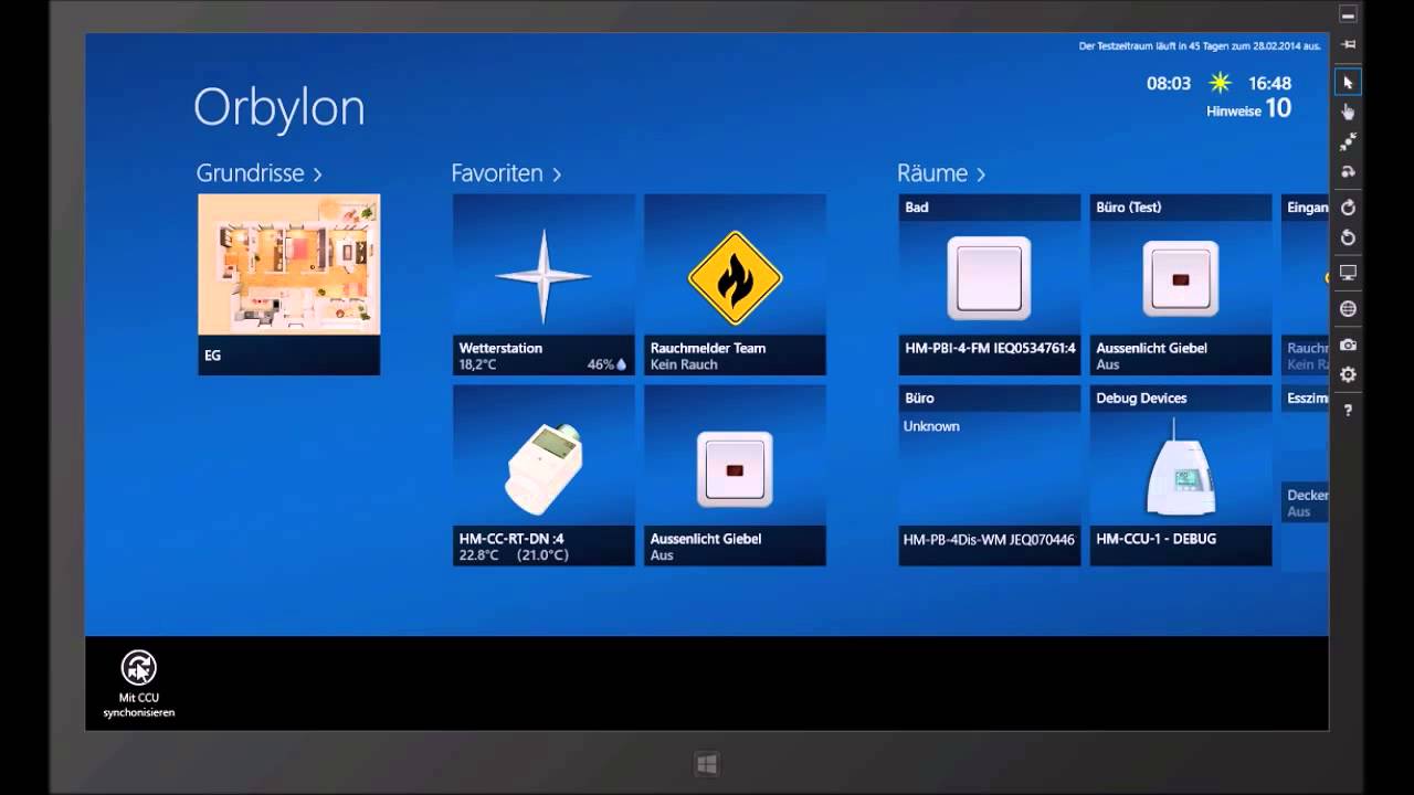 Orbylon Home : Erneutes synchronisieren mit der CCU - YouTube