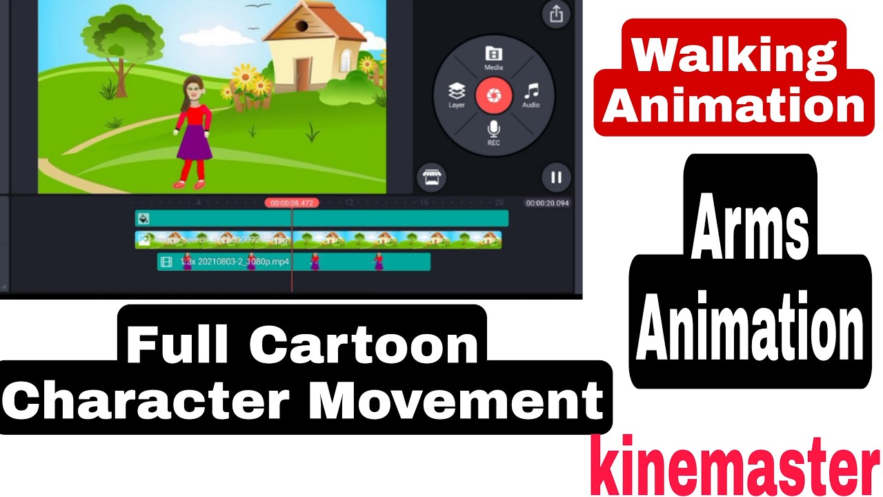 Kinemaster Cartoon Video Editing| Walking Animation Full Body Arms And ...