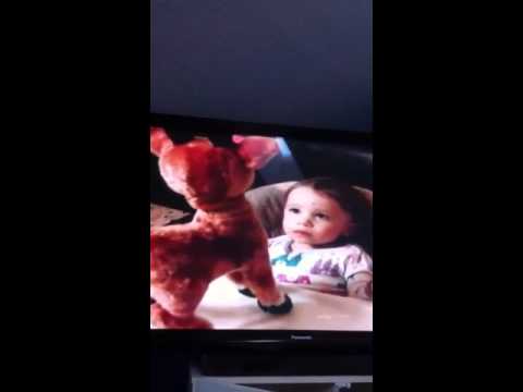 Deer head falls of scares baby - YouTube