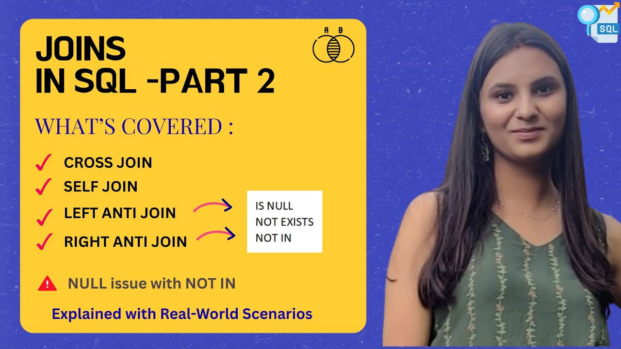 SQL JOINS Part 2 | Cross Join,Self Join,Left Anti & Right Anti Joins | SQL TUTORIAL - YouTube