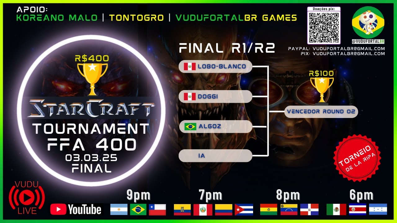 🟢 LIVE 2025_03_03 | STARCRAFT TOURNAMENT FFA 400 | FINAL TORNEIO DE LA RIPA ROUND 2 ( VUDU ...