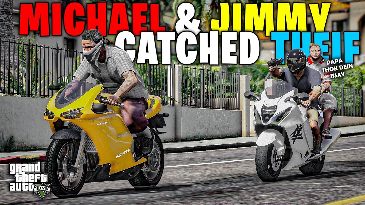 MICHAEL & JIMMY CATCHED THEIF | SUZUKI HAYABUSA | GTA 5 | Real Life ...