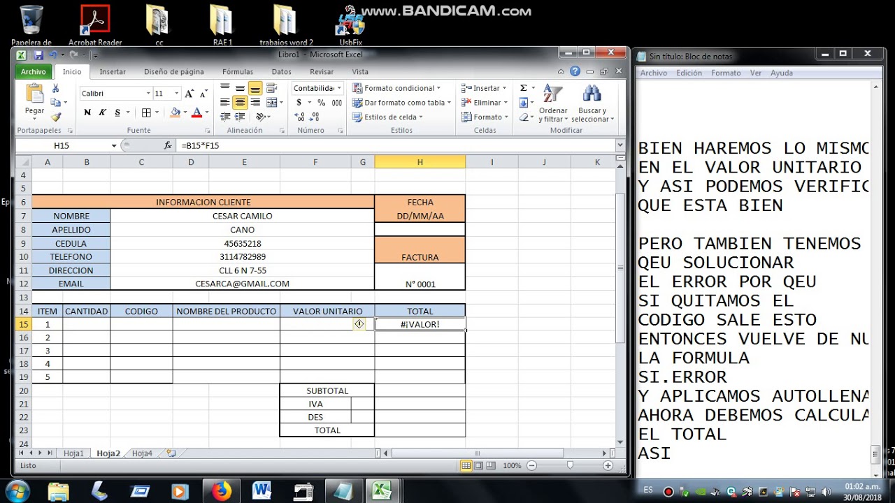 COMO CREAR UNA FACTURA CON FORMULAS PARTE 4 - YouTube