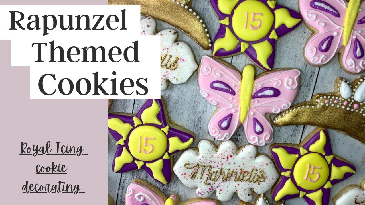Royal Icing cookie decoration | Rapunzel themed cookies - YouTube