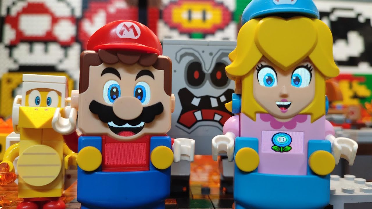 LEGO Mario and LEGO Peach with ICE Power UP in a Mega MOC LAVA Level - YouTube