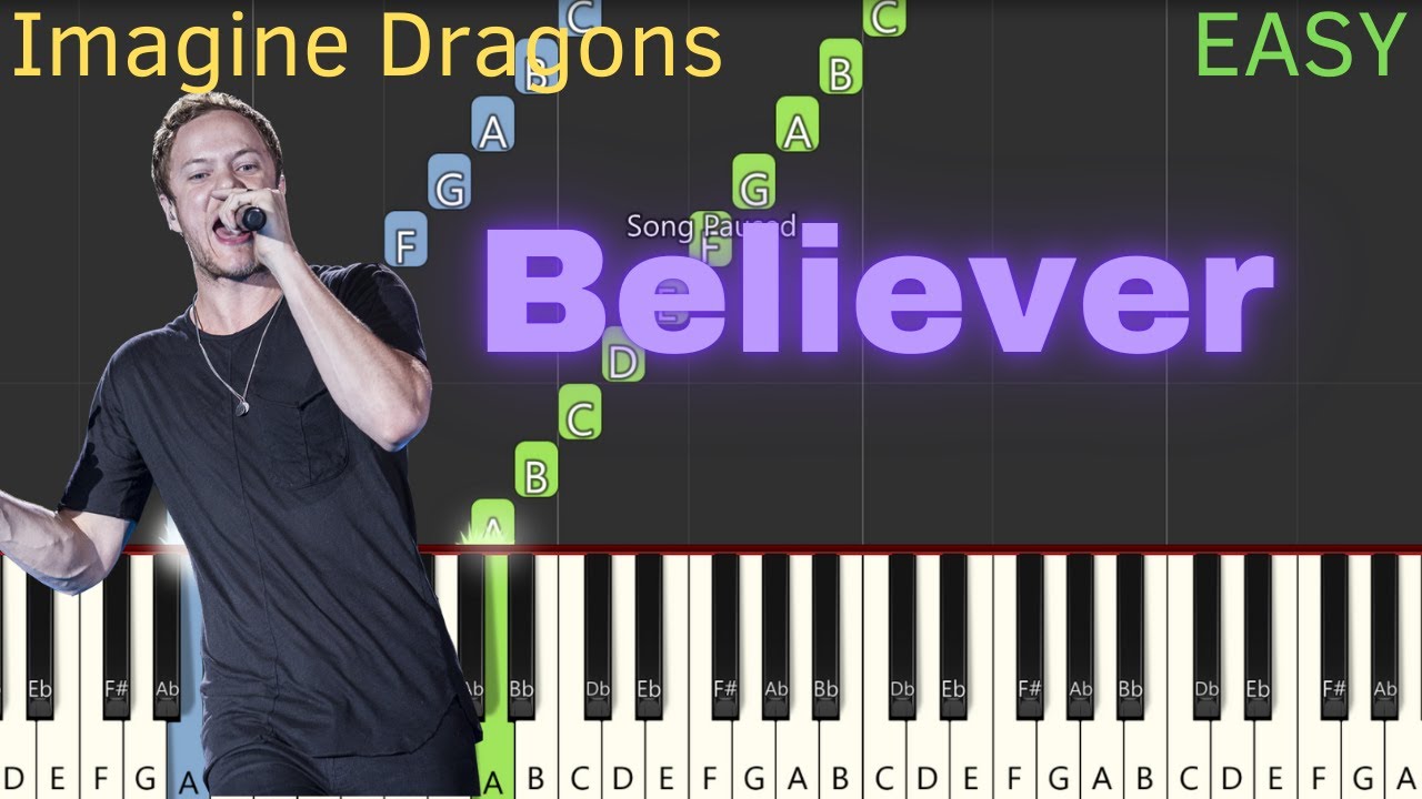 Believer - Imagine Dragons (EASY Piano Tutorial) - YouTube