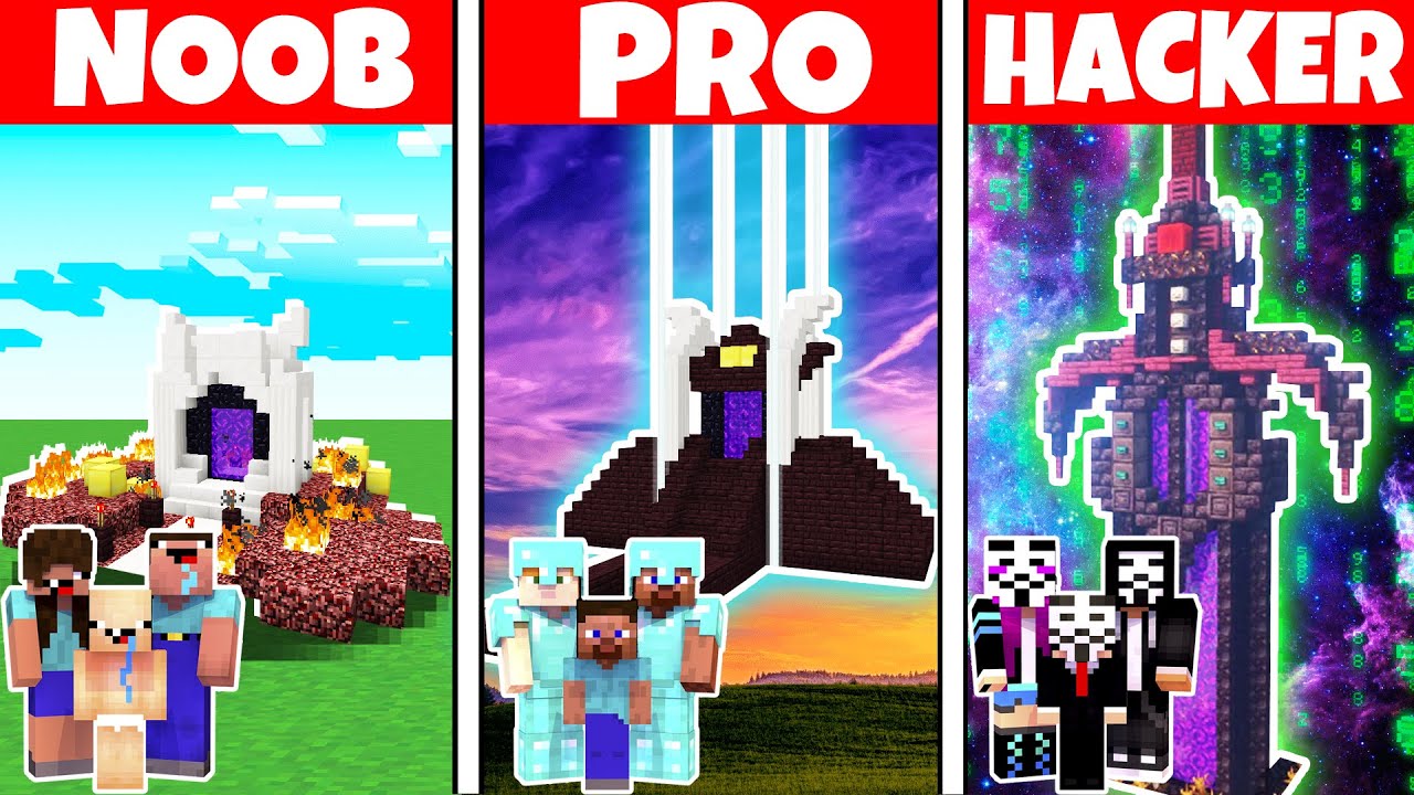 THE BIGGEST NETHER PORTAL HOUSE BUILD CHALLENGE - Minecraft Battle ...