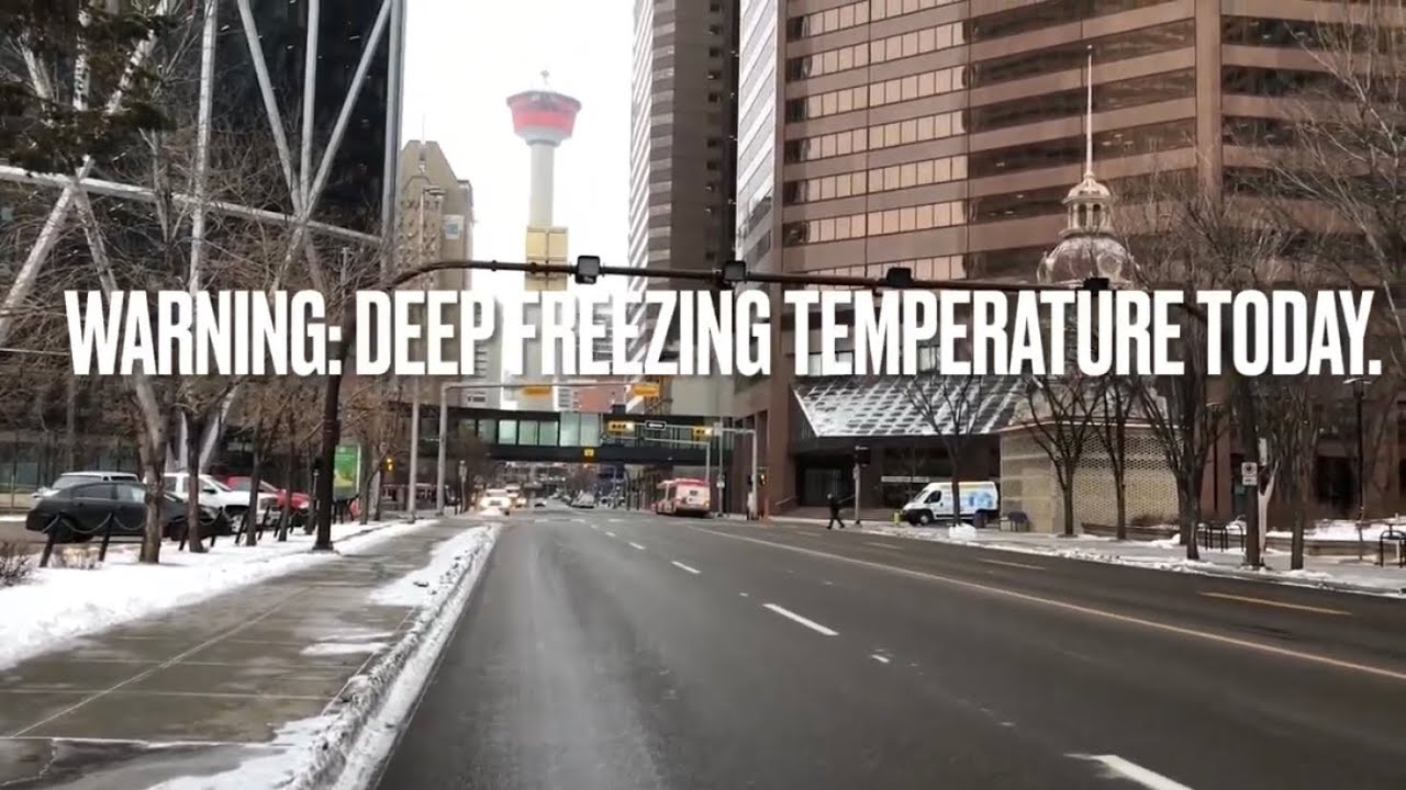 How Calgary downtown looks like in a deep freezing cold winter day, no ...