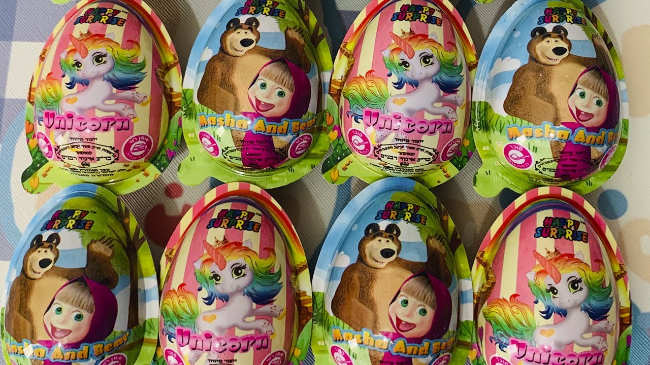 Masha and the Bear A lot of Surprise Eggs Unboxing and Opening ASMR ...