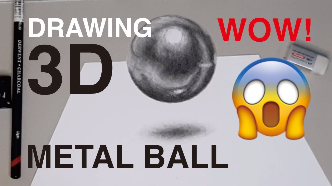 How To Draw Metal Ball in 3D Illusion | Drawing 3D #1 - YouTube
