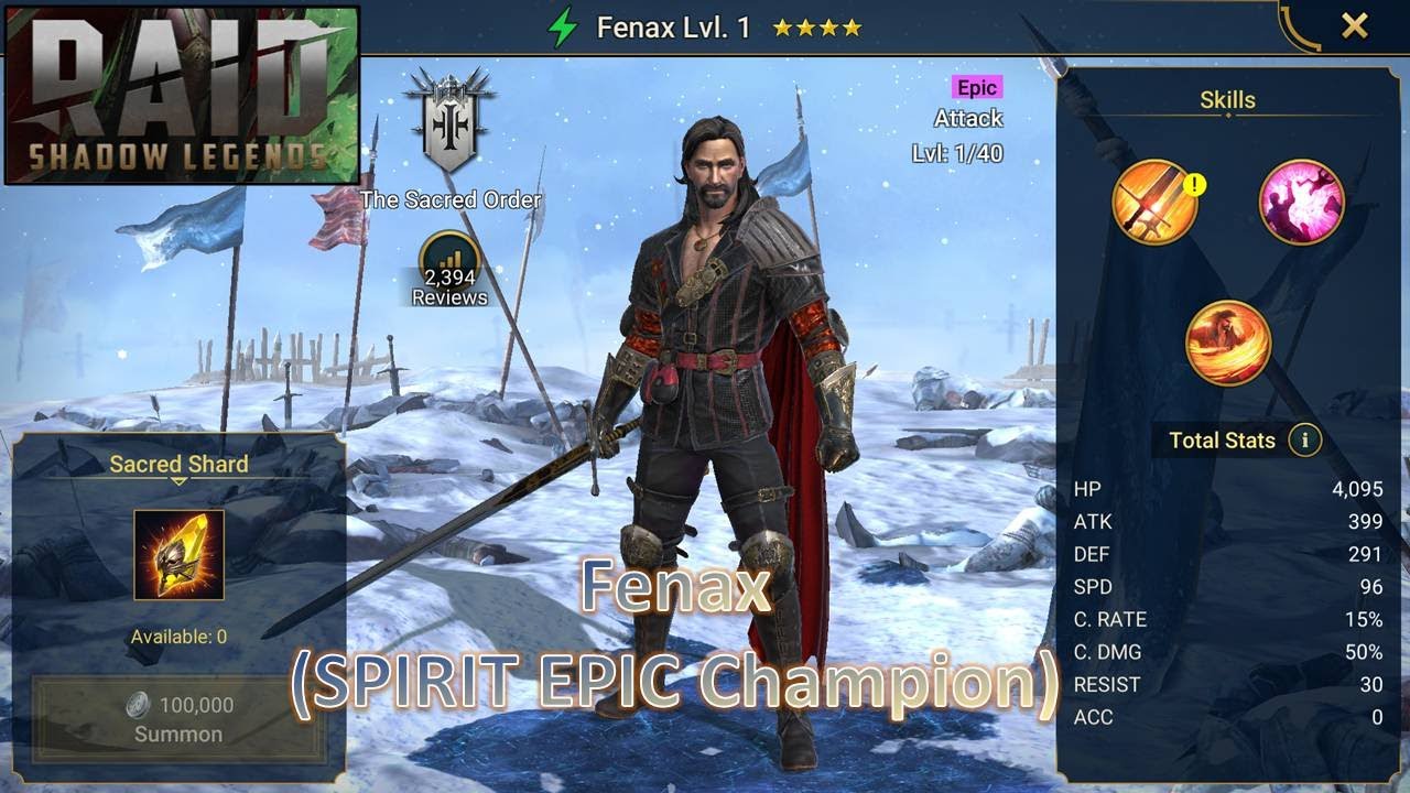 RAID: Shadow Legends - Unlocking Fenax (SPIRIT EPIC Champion) - YouTube