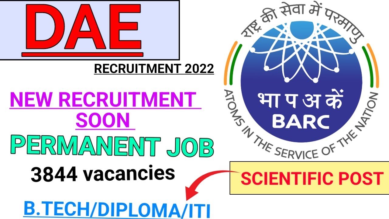 DAE NEW RECRUITMENT 2022 IS OUT || B.E/B TECH/DIPLOMA/ITI || PERMANENT ...