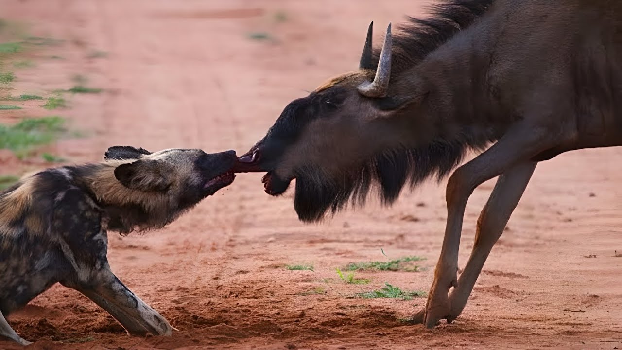 Real Battle! Wild Dogs Vs Wildebeest | Who Will Win? Wild Animals 55 ...