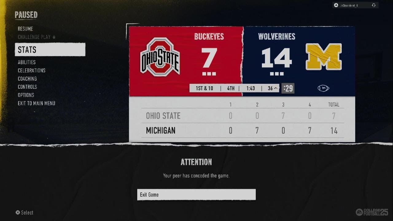 OSU Fan Rage Quits in CFB25 - YouTube