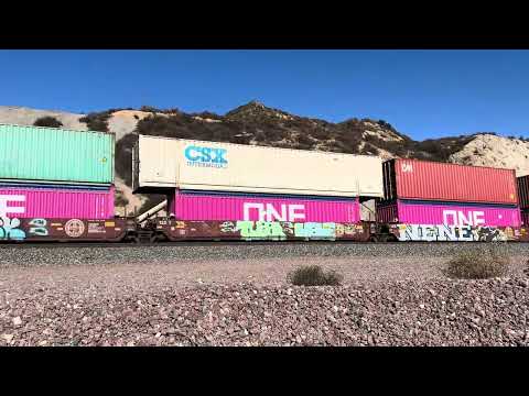 UP 5248 Leads Eastbound Intermodal Train Rolling Through Blue Cut CA - YouTube