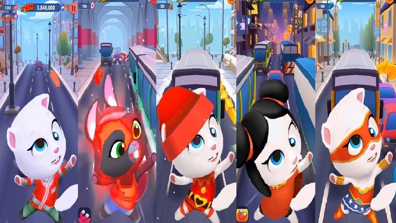 Talking Tom Gold Run Eco Angela VS Talking Becca ELF ANGELA LUCKY ...
