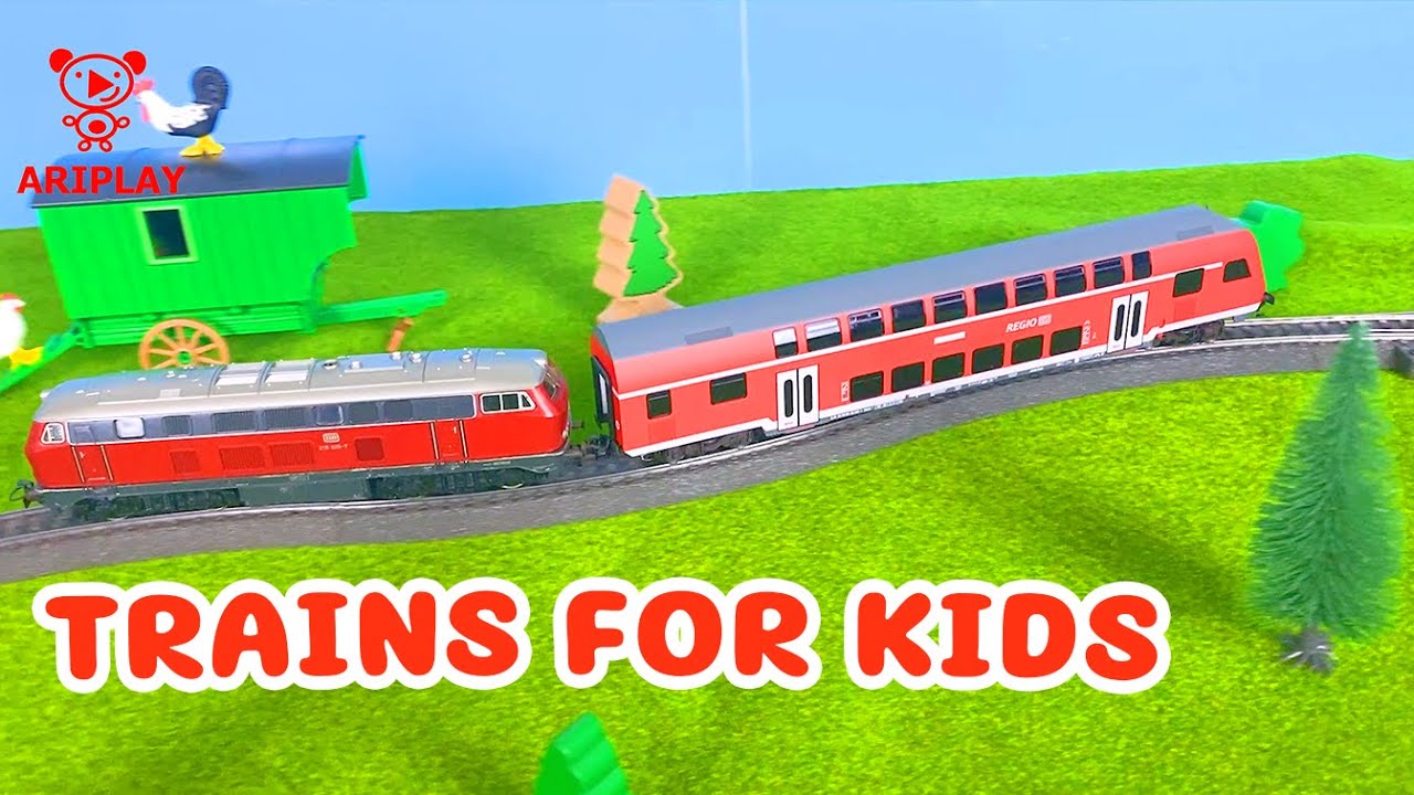 Toy Train Adventures for Kids | Red Engine and Passenger Carriage ...
