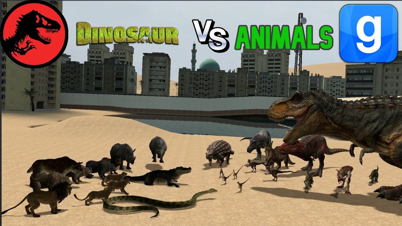 Dinosaurs vs Modern Animals SNPC Fight Garry's Mod - YouTube