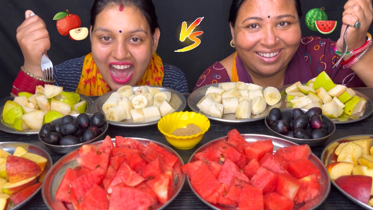 EATING MANY TYPE OF FRUITS🍍 II SAAS VS BAHU 🤜🤛 EATING CHALLENGE I ...