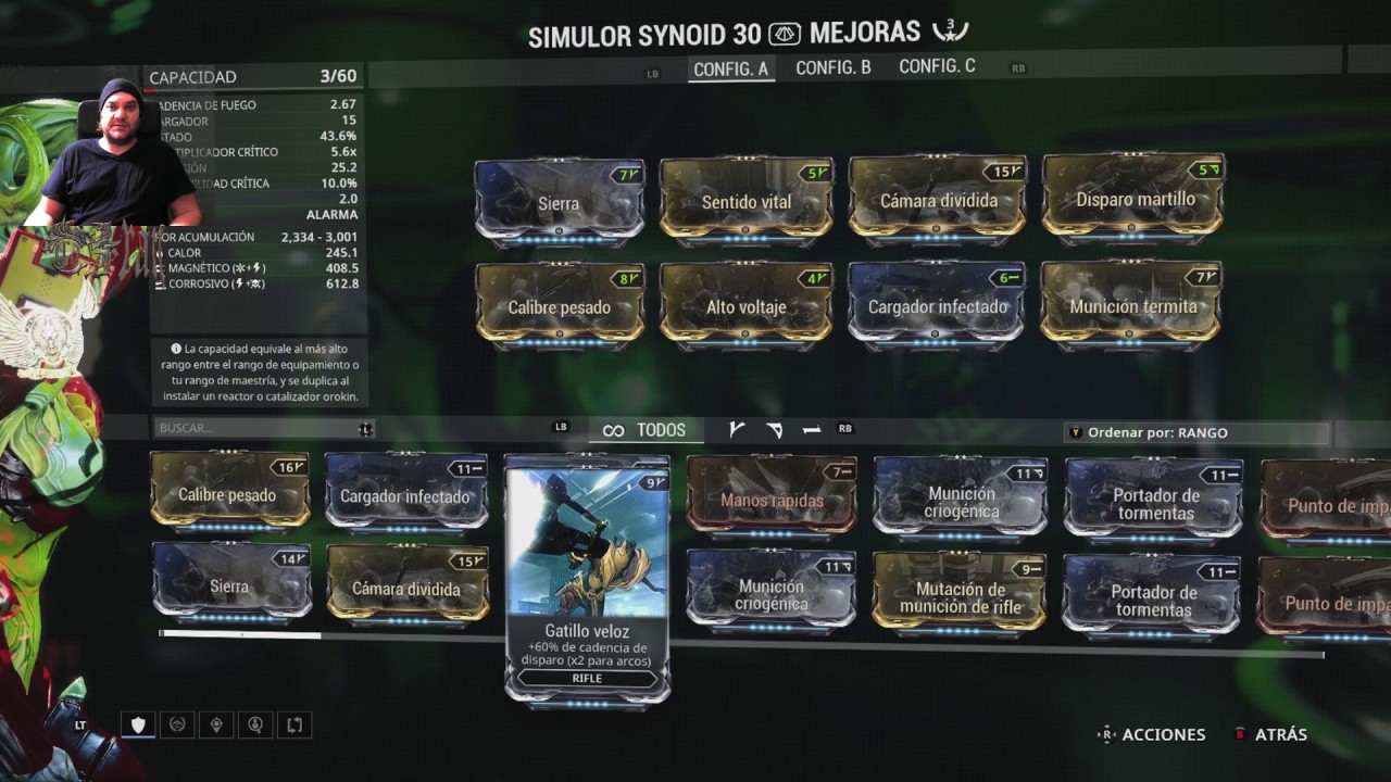 WARFRAME BUILD DE LA SIMULOR SINOID PARA XBOX ONE, PS4 PRO Y PC - YouTube
