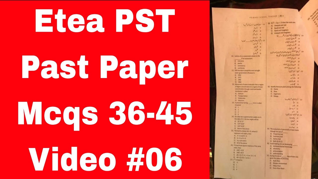 Etea PST past paper. Video #06 - YouTube