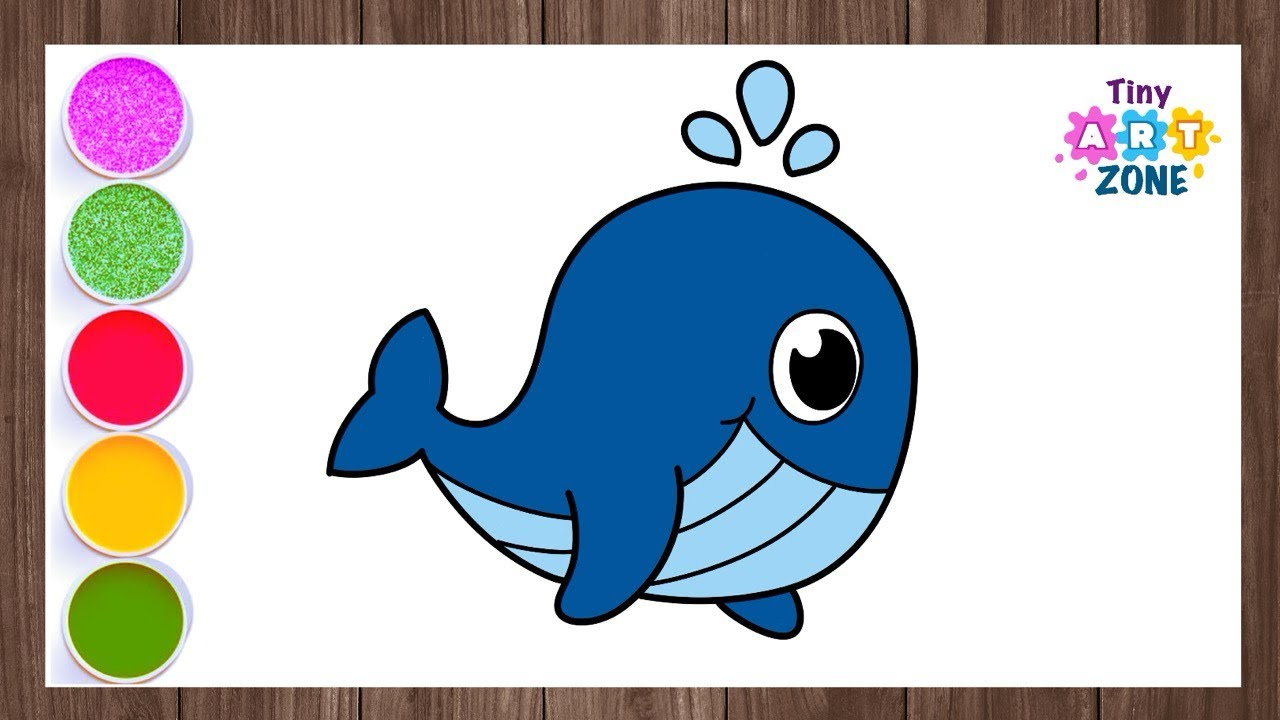 How to Draw a Cute Blue Whale Easy for Kids | Blue Whale Drawing and ...