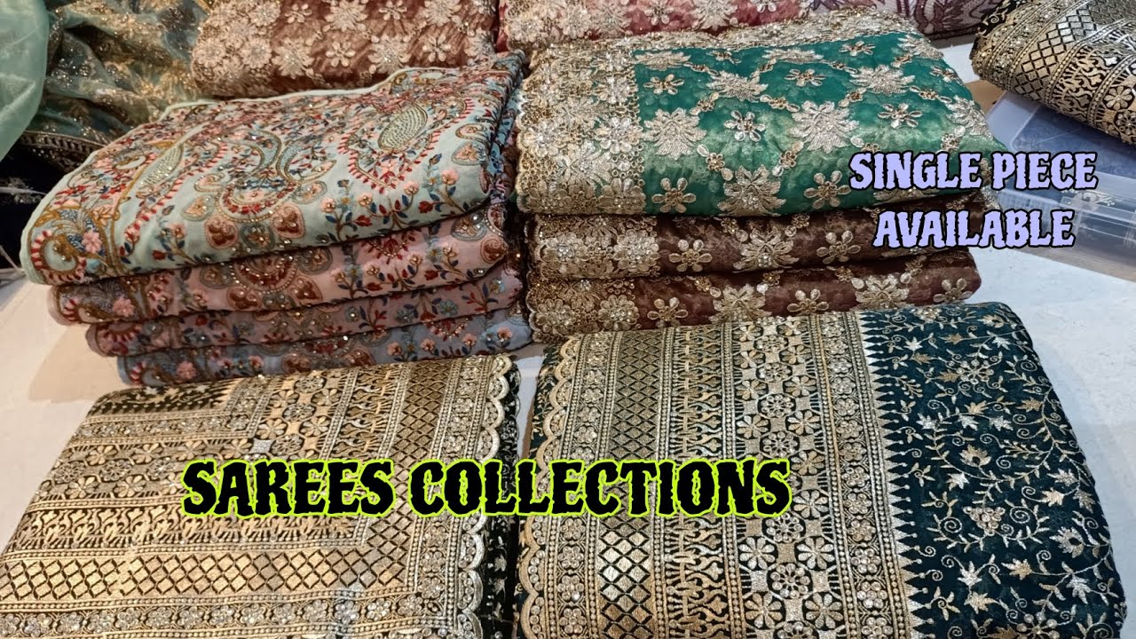 bridal sarees collection Tisshue jorjet fabric with stone zari glitter ...